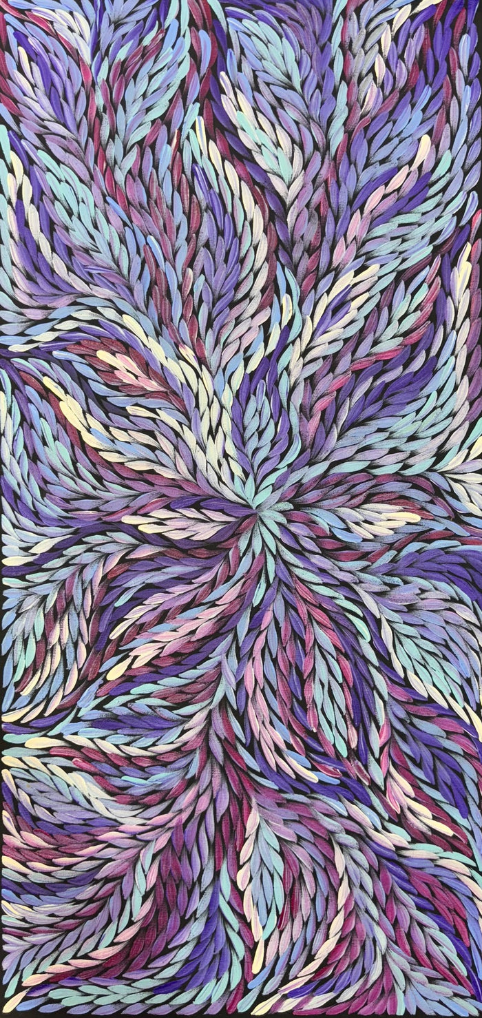 Bush Medicine Leaves Aboriginal Painting 420x880mm - Rosemary Petyarre